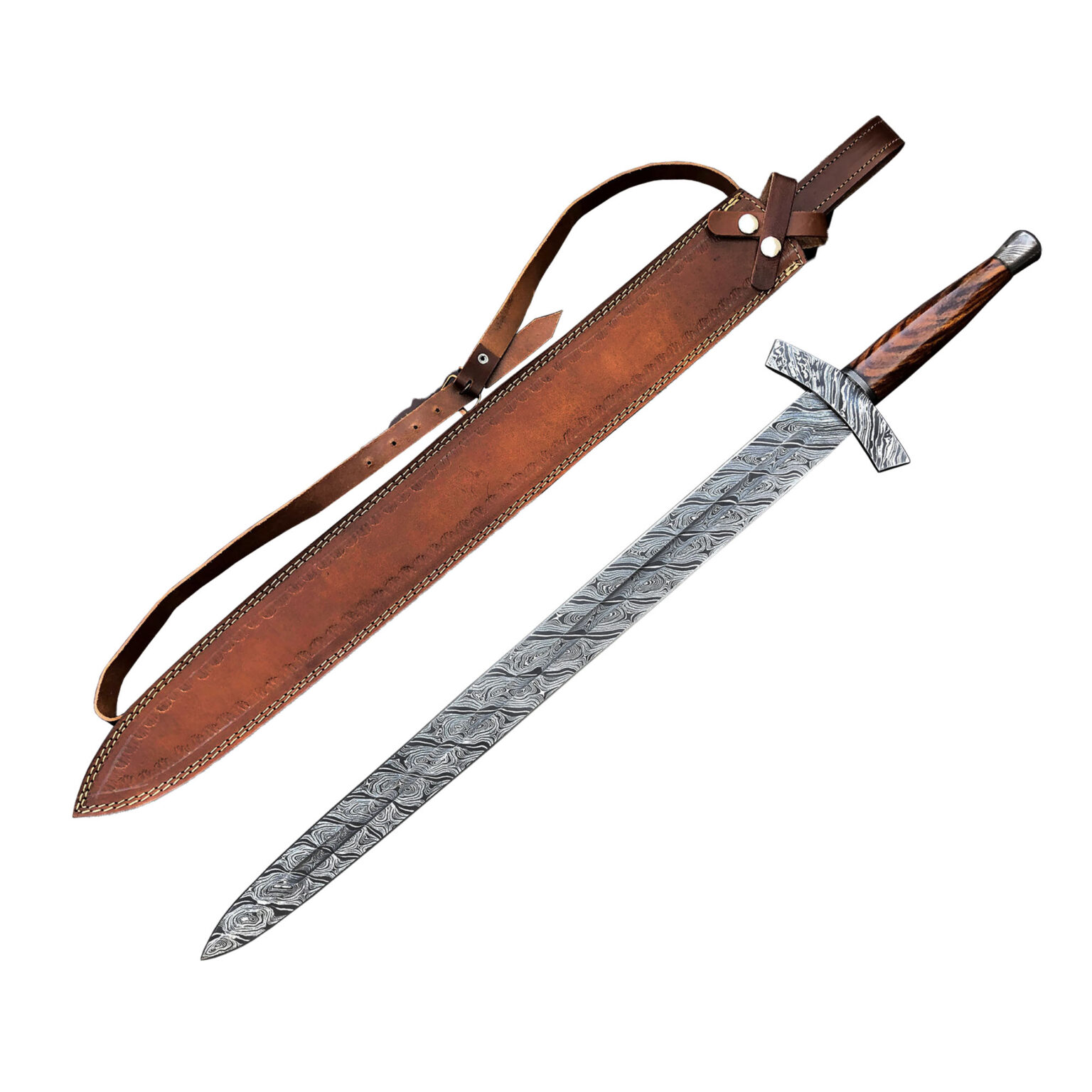 Custom handmade Damascus steel Double Edge Viking Sword, Survival Sword ...